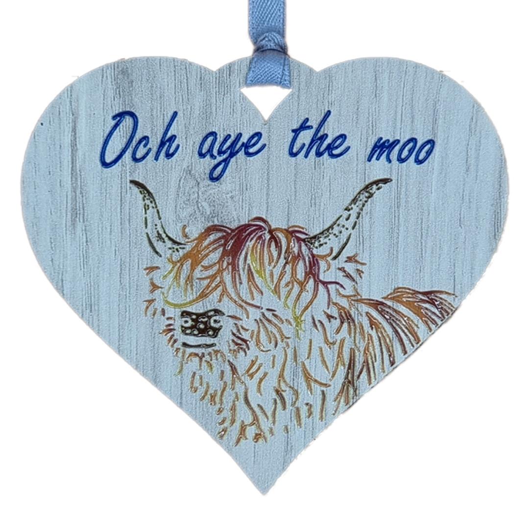 LT creations Och Aye The Moo Hanging Heart New | Little Thistle – Little Thistle Gift Shop
