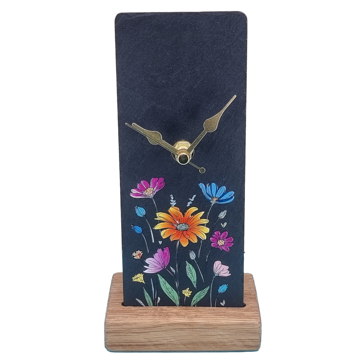 Stone & Oak Wildflowers Slate Mantle Clock New | Little Thistle ...